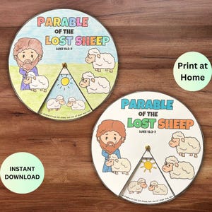 The Lost Sheep Parable Bible Lesson Coloring Wheel Craft, Sunday School ...