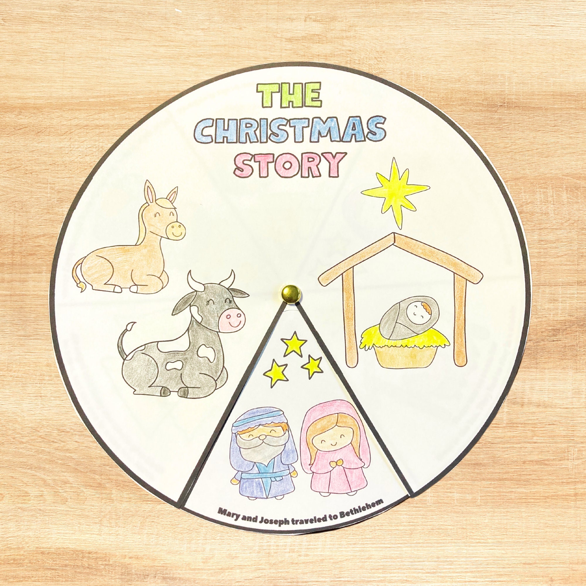 Christmas Story Coloring Wheel, Printable Nativity Christmas Preschool ...