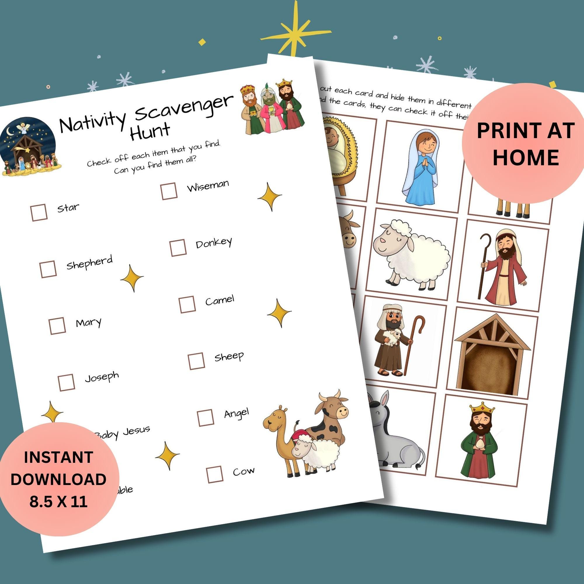 Nativity Scavenger Hunt Prek Christmas Activity, Sunday School ...