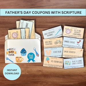 Fathers Day Coupons With Scripture Craft for Kids Printable, Homeschool ...