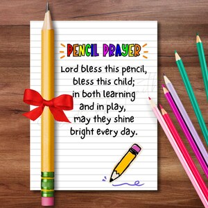 Pencil Prayer Tag Back to School, Backpack Blessing Kit, First Day of ...