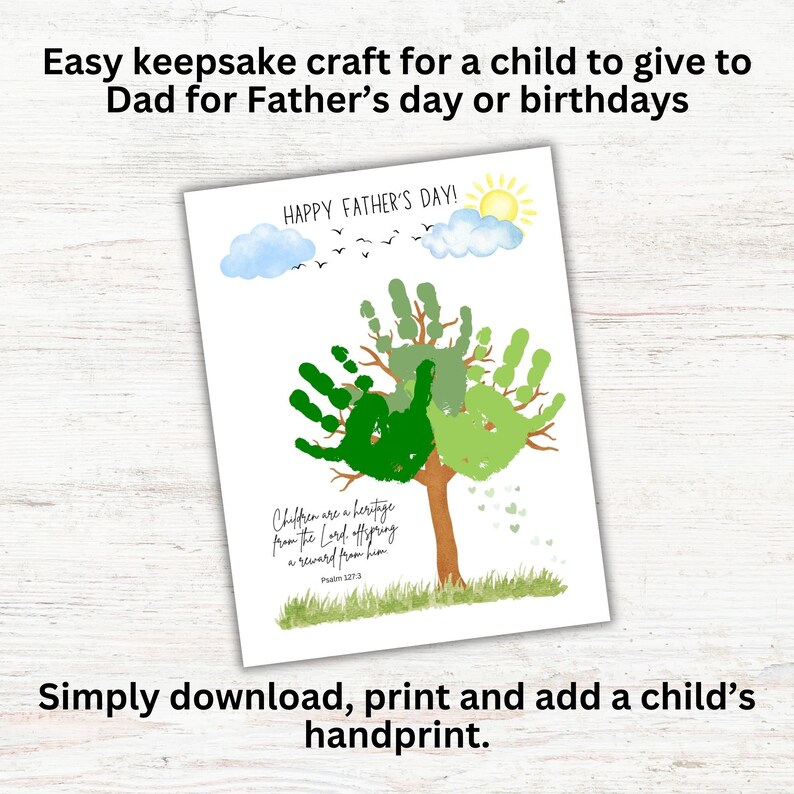 Handprint Art Father's Day Bible Verse Craft, DIY Preschool Toddler ...