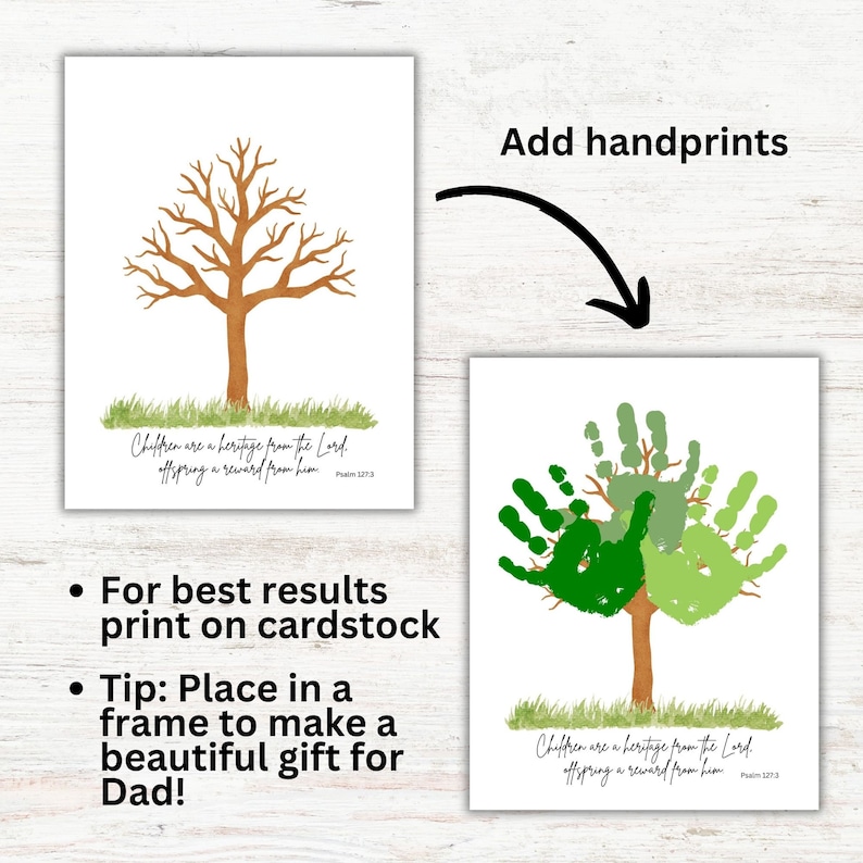 Father's Day Handprint Tree Bible Verse Craft, DIY Preschool Toddler ...