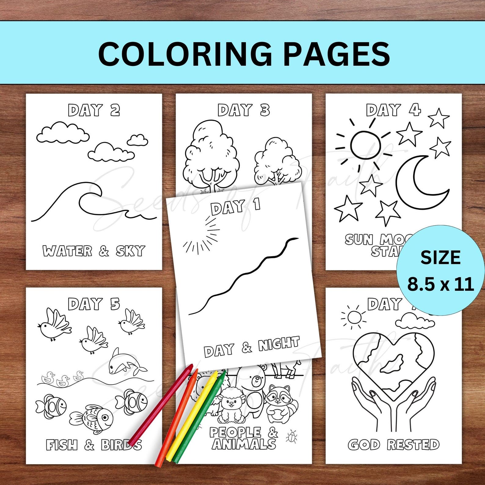 Days of Creation Bible Story Printables Bundle Sunday School Homeschool ...