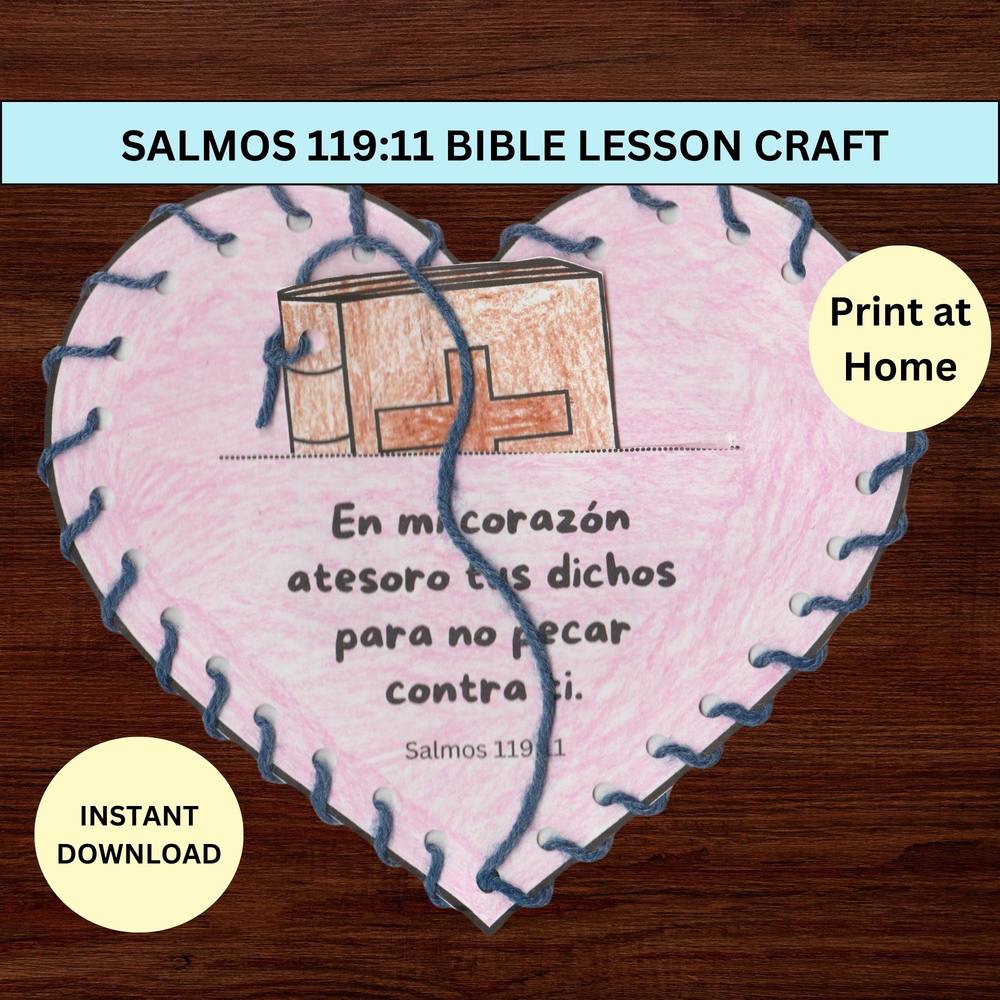 Salmos 119:11 En Español Sunday School Craft Printable, Spanish Bible ...