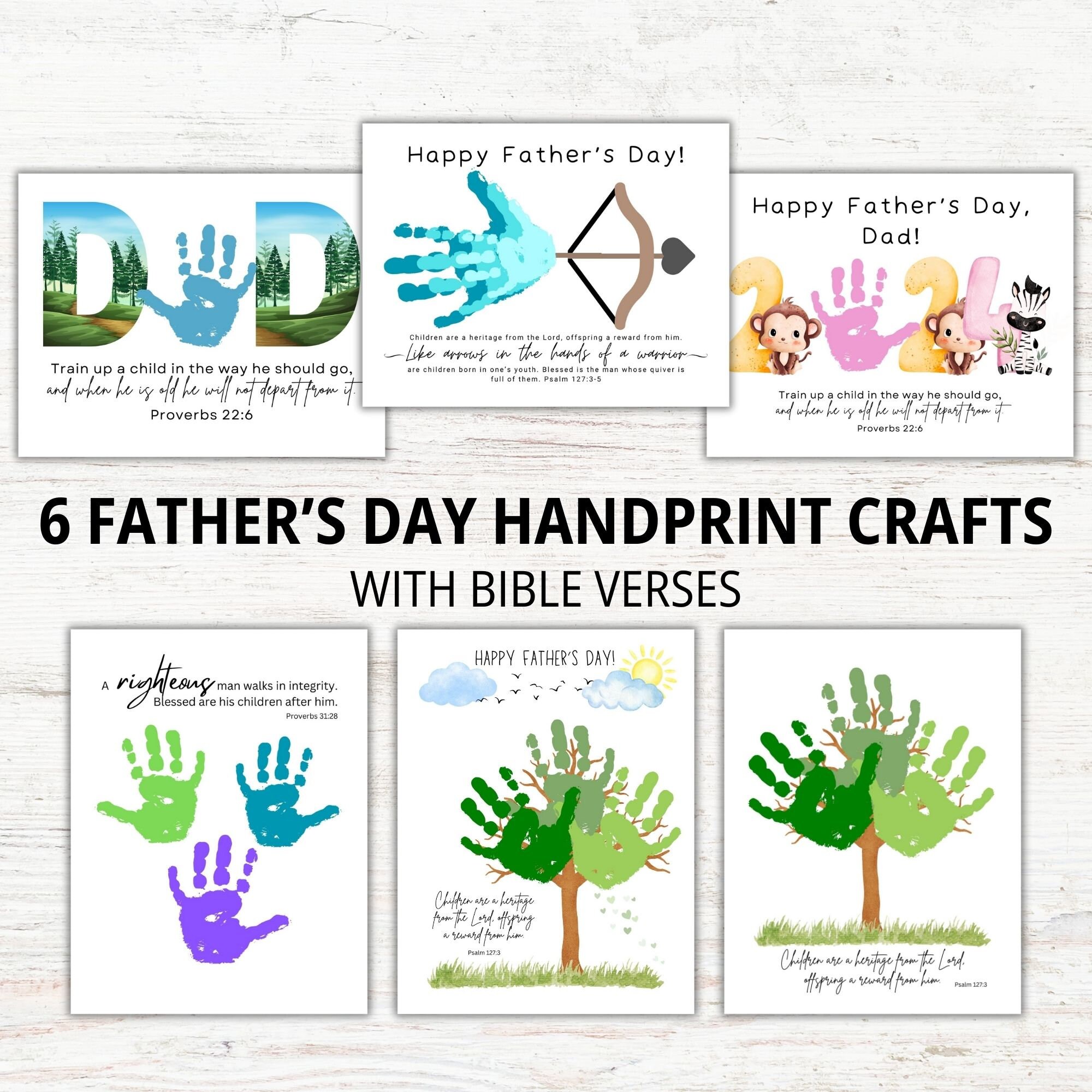 Handprint Art Fathers Day Bible Verse Crafts, 6 DIY Preschool Toddler ...