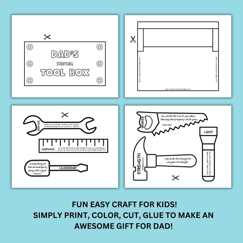 Toolbox for Dad Fathers Day Bible Craft, Sunday School Bible Printable ...