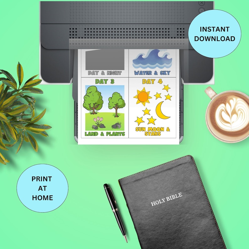 Days of Creation Bible Story Flashcards, Sunday School Christian ...