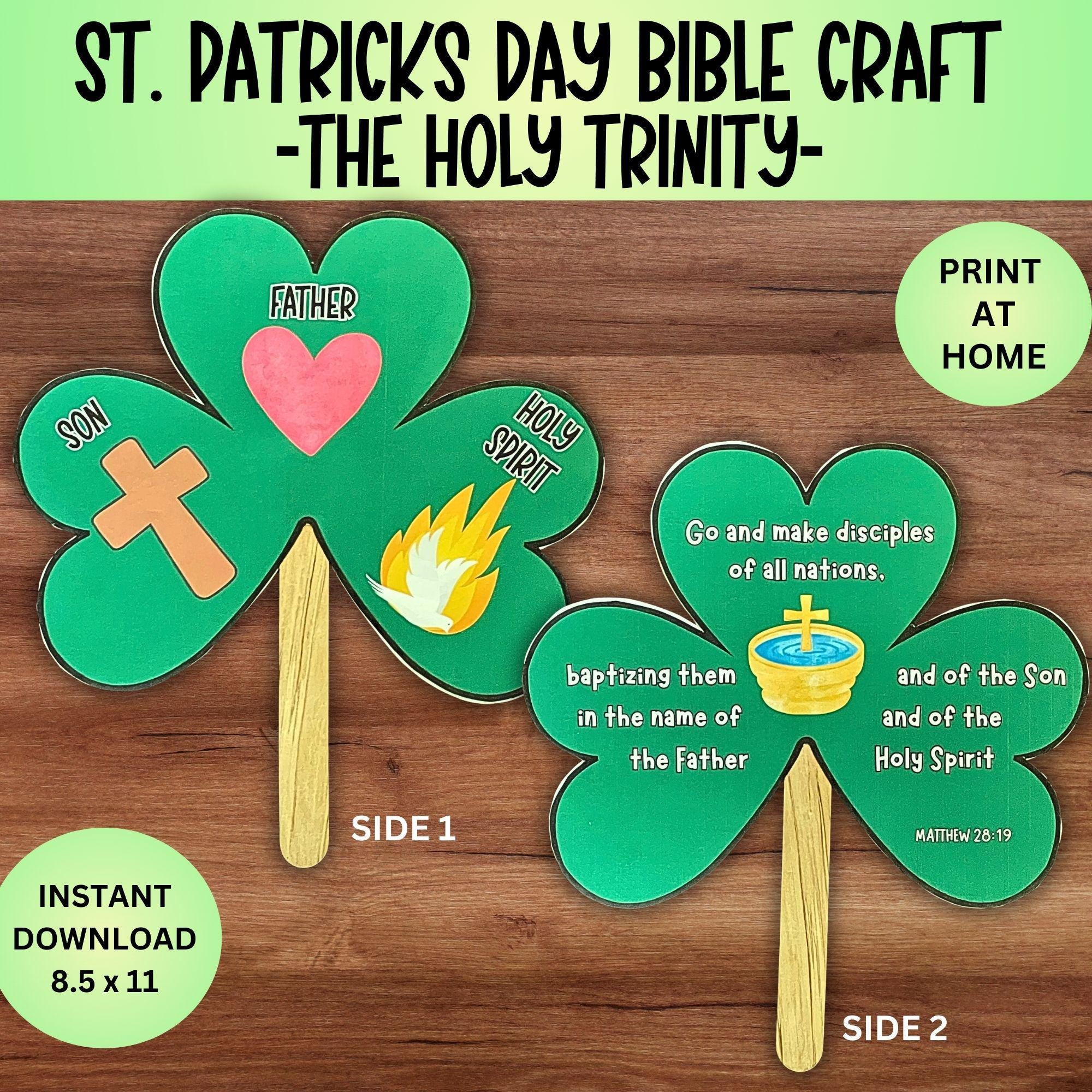 St. Patrick's Day Holy Trinity Shamrock Bible Craft, Father Son Holy ...