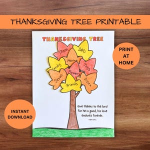 Thanksgiving Gratitude Tree Printable Activity for Kids, Give Thanks to ...
