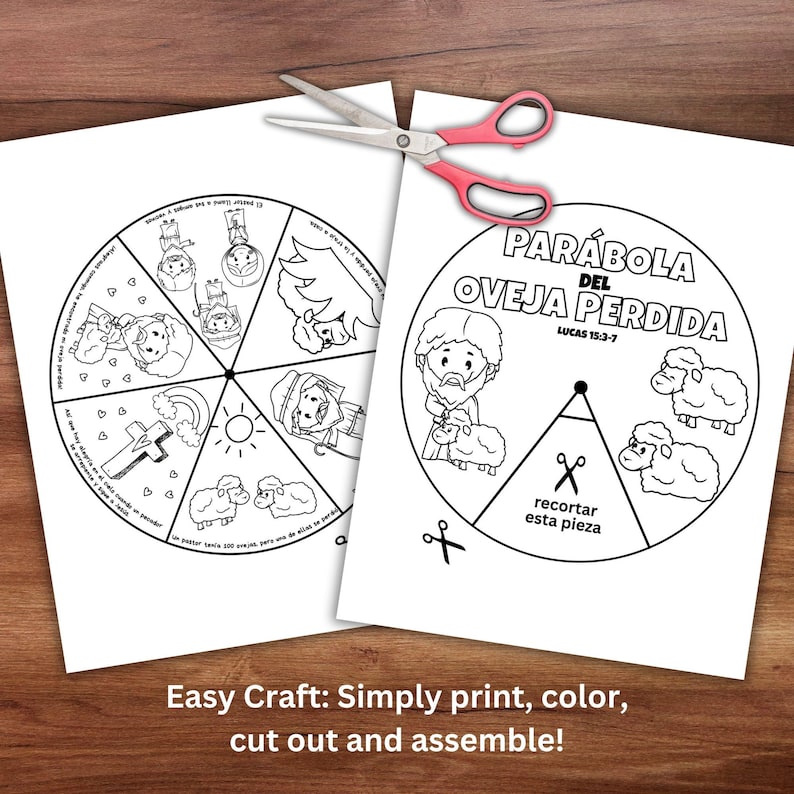 Spanish Lost Sheep Parable Coloring Wheel: Sunday School Printable ...