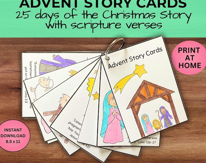 Christian Advent Calendar Scripture Cards Gift for Kids Christmas Bible ...