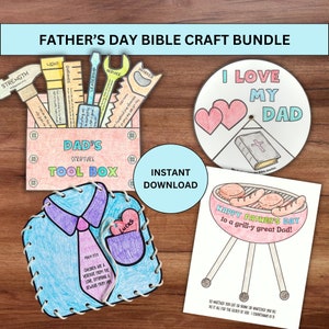 Fathers Day Craft Bundle, Sunday School Printable Kids Bible Lesson ...