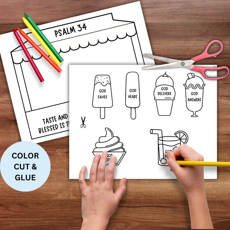 Ice Cream Bible Lesson Sunday School Craft, Psalm 34 Taste & See the ...