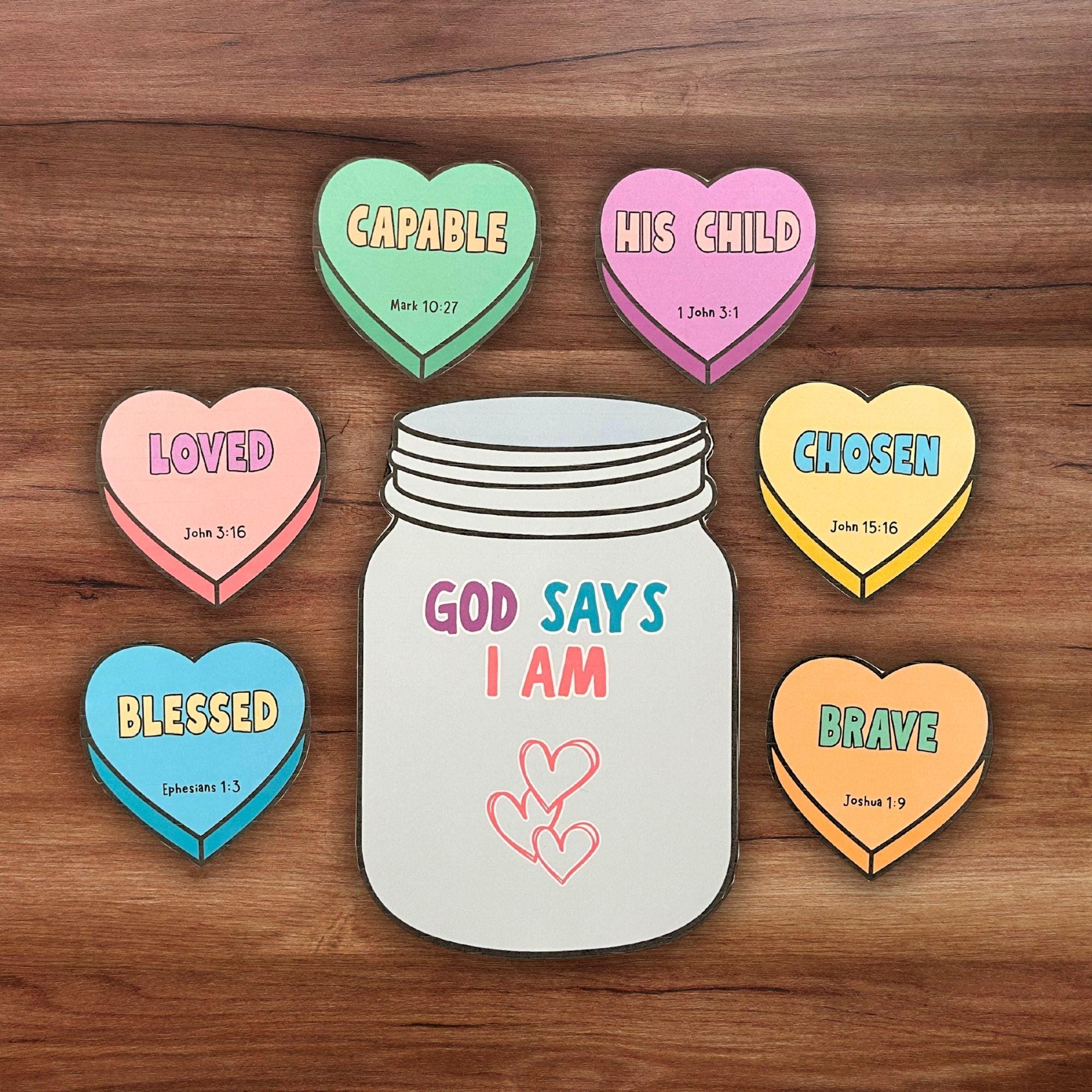 God Says I Am Candy Jar Sunday School Coloring Craft Activity ...