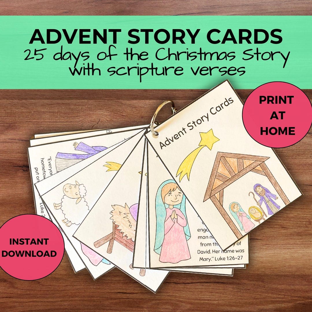 Advent Story Cards Bible Verse Activity Printable Christmas Nativity ...