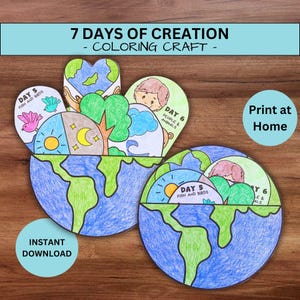 Days of Creation Bible Story Coloring Craft for Kids, Sunday School ...