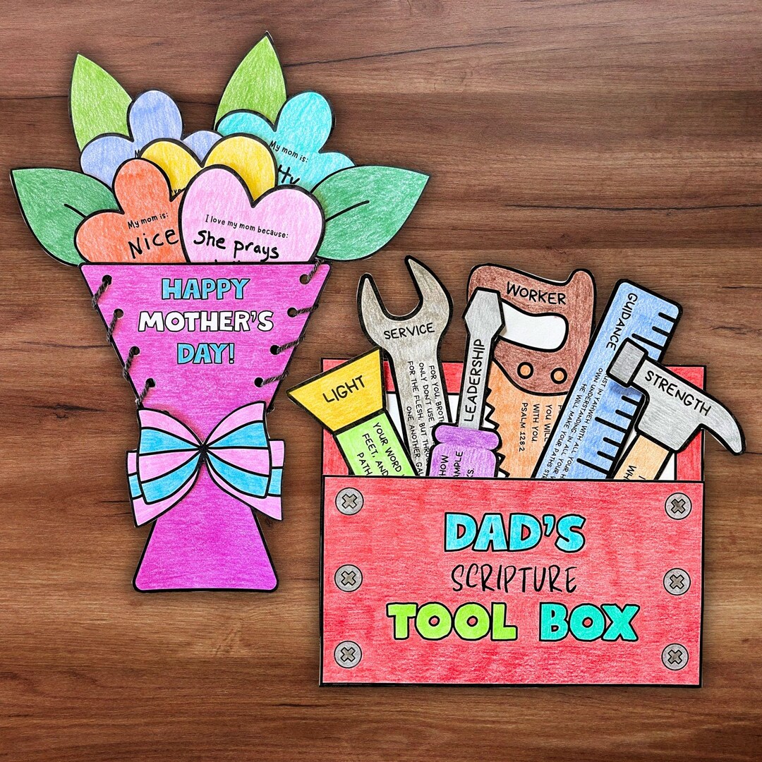 Mother’s Day & Father’s Day Bible Craft Bundle, Dads Scripture Toolbox ...