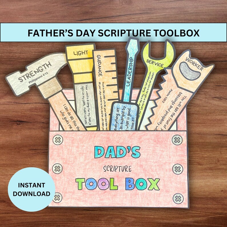 Toolbox for Dad Fathers Day Bible Craft, Sunday School Bible Printable ...