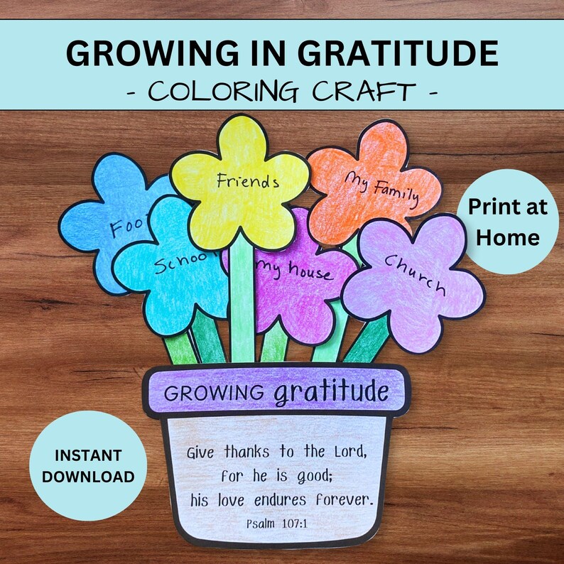 Give Thanks to the Lord Bible Verse Coloring Craft for Kids, Sunday ...