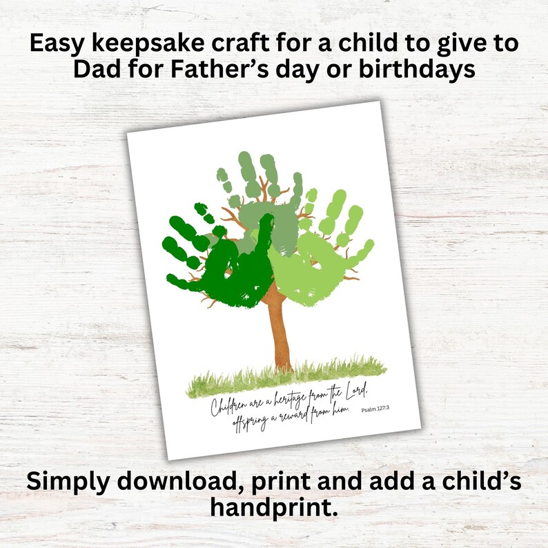 Father's Day Handprint Tree Bible Verse Craft, DIY Preschool Toddler ...
