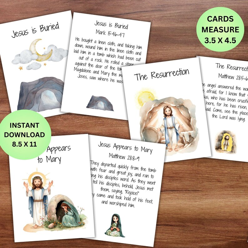 Easter Story Holy Week Scripture Study Cards for Kids, Easter Advent ...