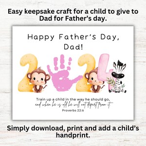 Father's Day Infant Handprint Bible Verse Craft, DIY Preschool Toddler ...