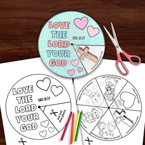 Gods Love Coloring Wheel Bundle, Love the Lord Coloring Wheel Luke 10: ...