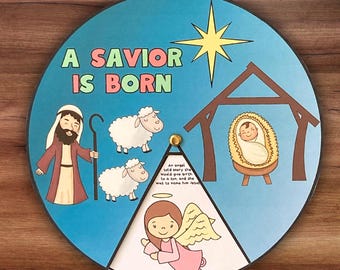 Birth of Jesus Coloring Wheel, Printable Nativity Christmas Activity ...