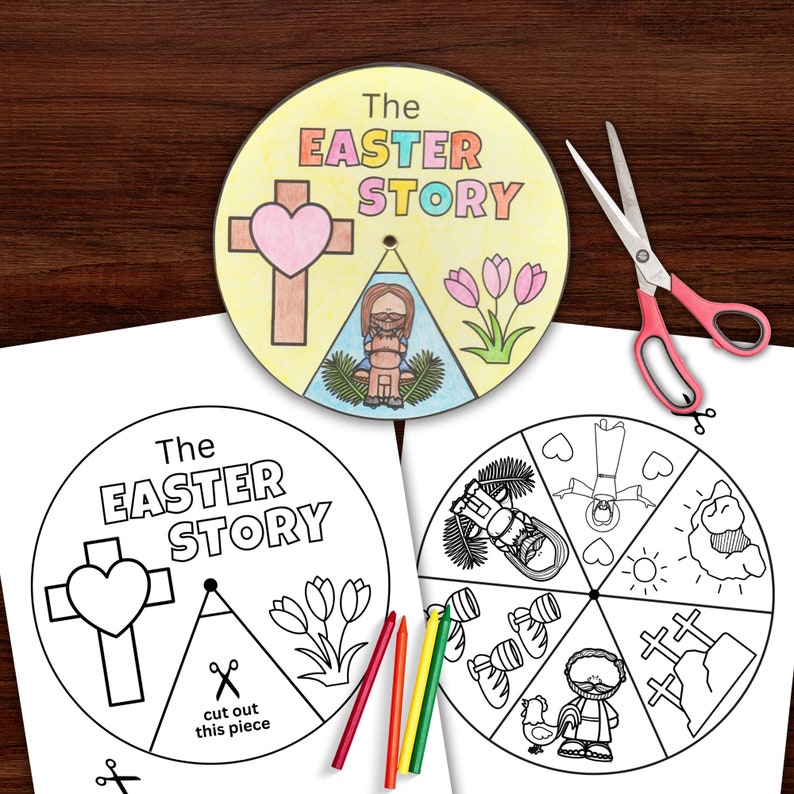 Easter Coloring Wheel Craft Bundle, Sunday School Lesson Activity ...