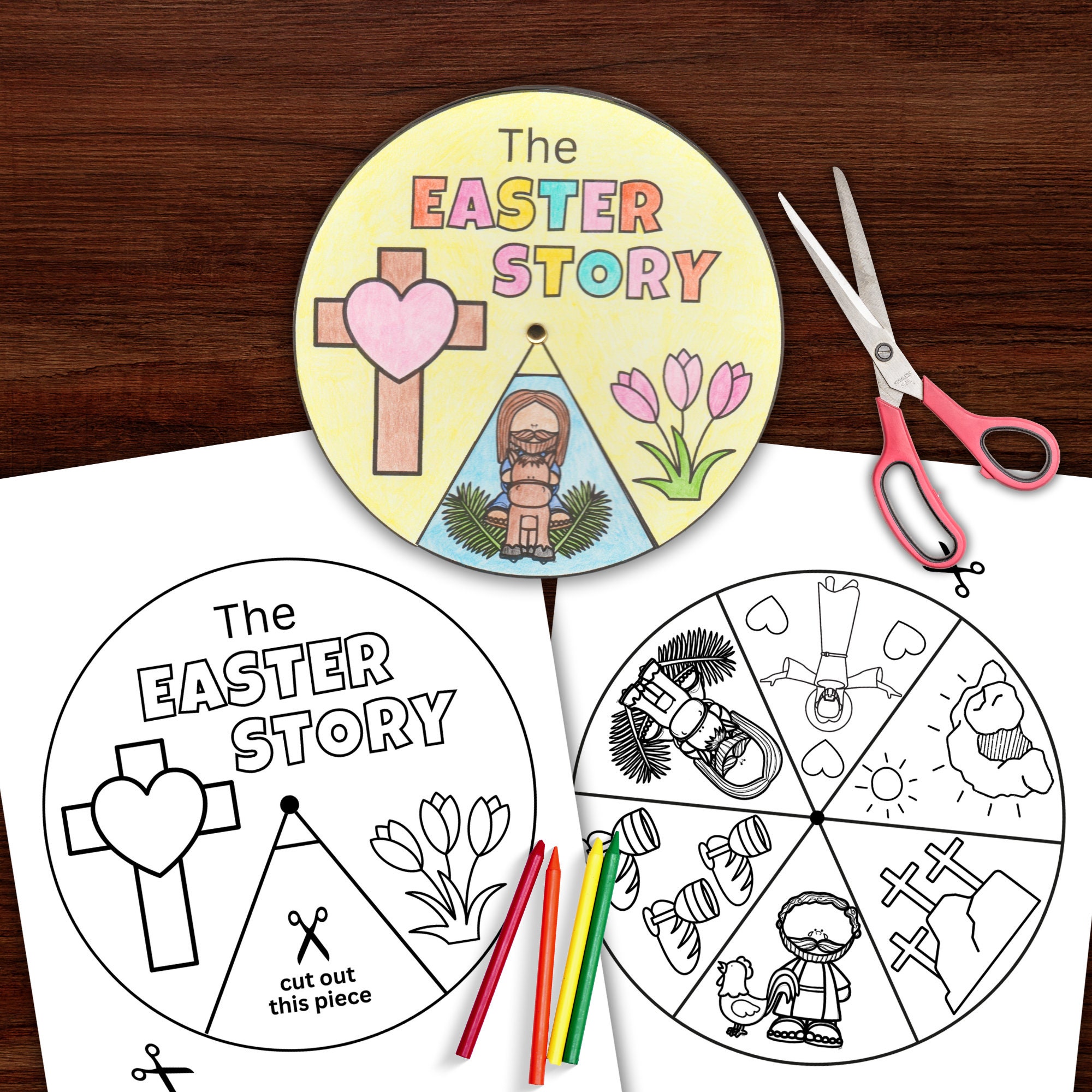 Easter Coloring Wheel Craft Bundle, Sunday School Lesson Activity ...