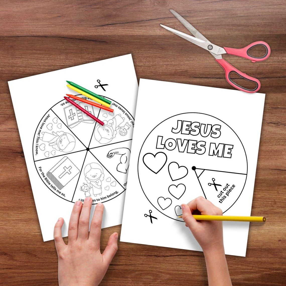 Jesus Loves Me Coloring Wheel, Printable Valentines Bible Activity ...