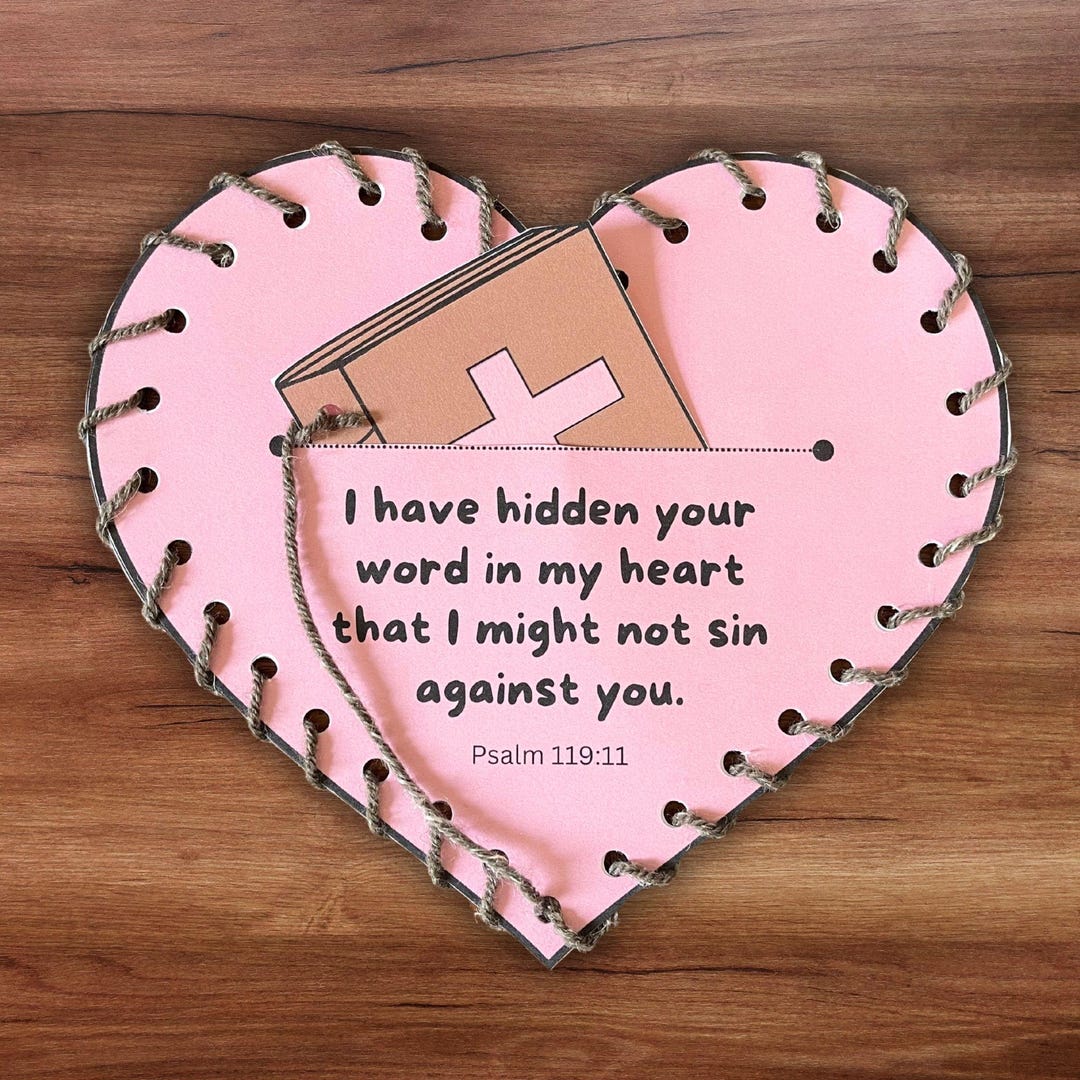 Psalm 119:11 Sunday School Craft Printable Kids Bible Lesson Activity ...