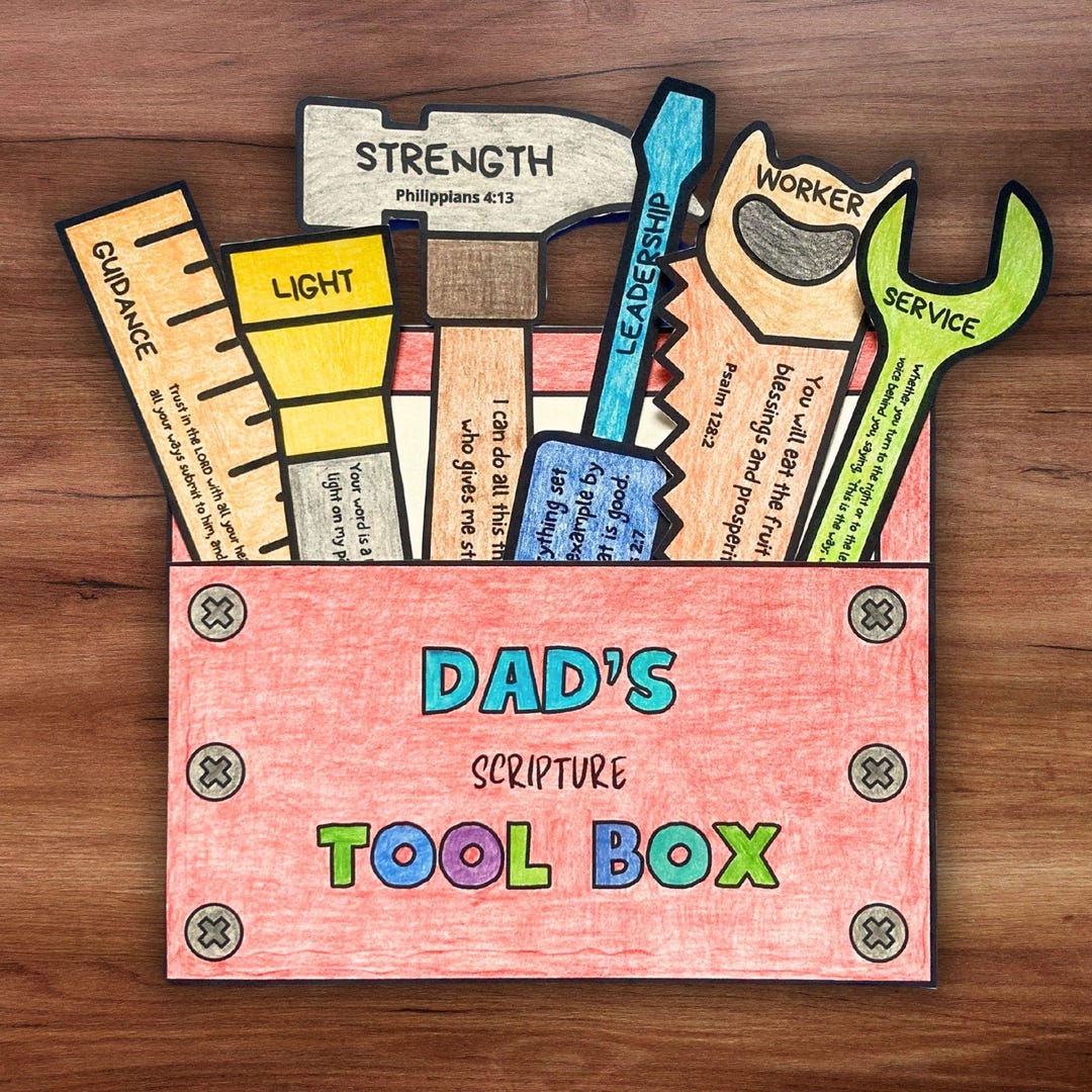 Toolbox for Dad Fathers Day Bible Craft, Sunday School Bible Printable ...
