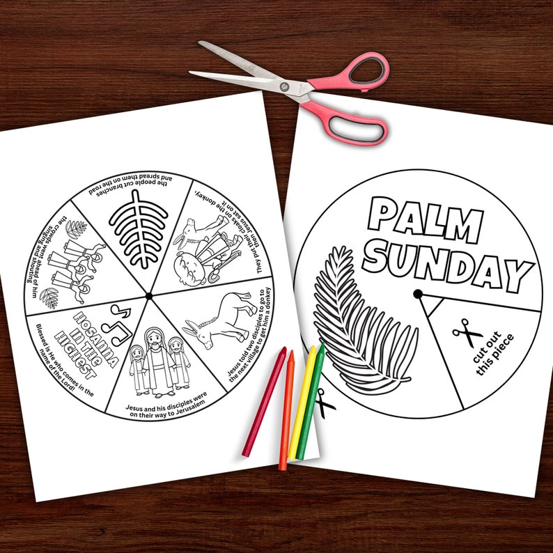 Palm Sunday Holy Week Coloring Wheel Printable Bible Activity Children ...
