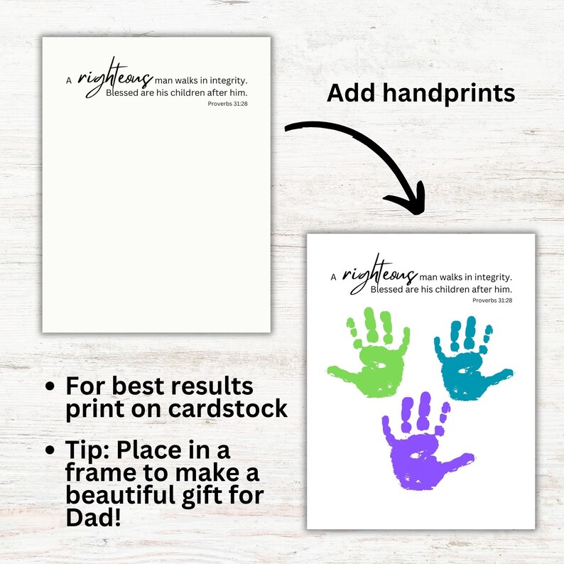 Fathers Day Handprint Bible Verse Craft, DIY Preschool Toddler Keepsake ...