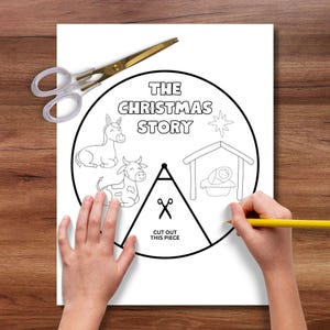 Christmas Story Coloring Wheel, Printable Nativity Christmas Preschool ...