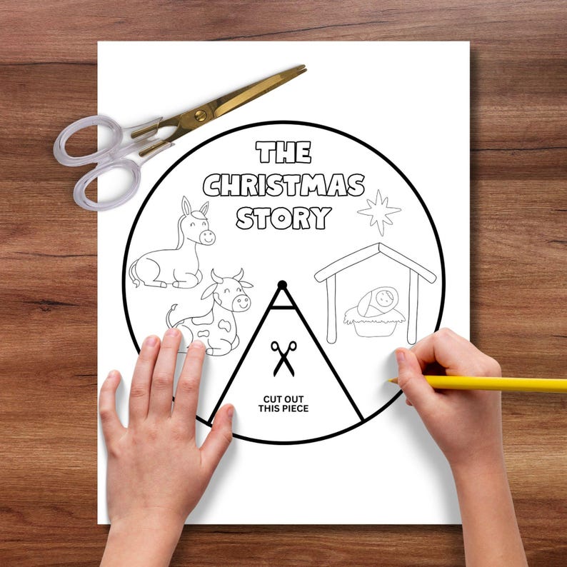Christmas Story Coloring Wheel, Printable Nativity Christmas Preschool ...