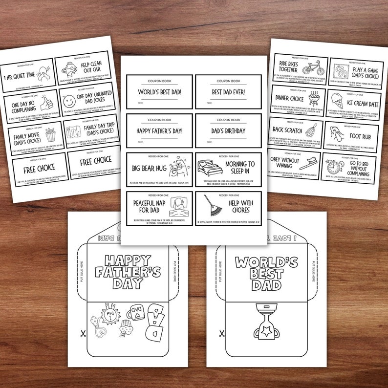 Fathers Day Coupons With Scripture Craft for Kids Printable, Homeschool ...