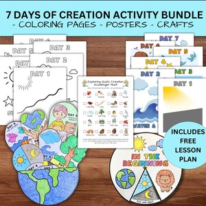 Days of Creation Bible Story Printables Bundle Sunday School Homeschool ...