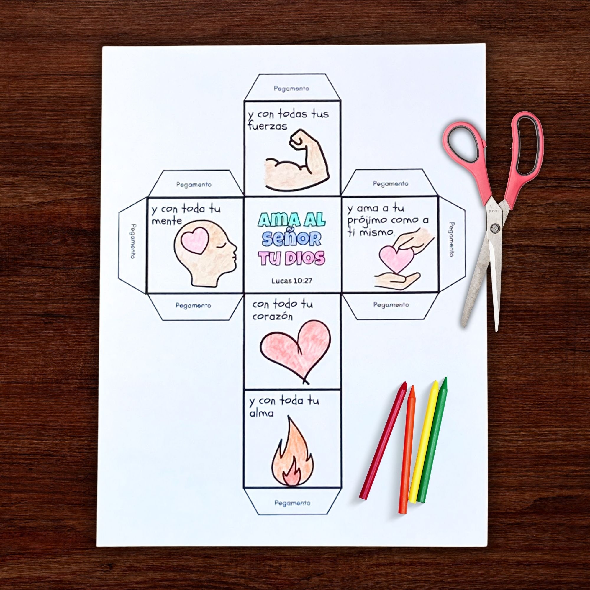Spanish Craft Cube Printable Sunday School Coloring Activity, Lucas 10: ...