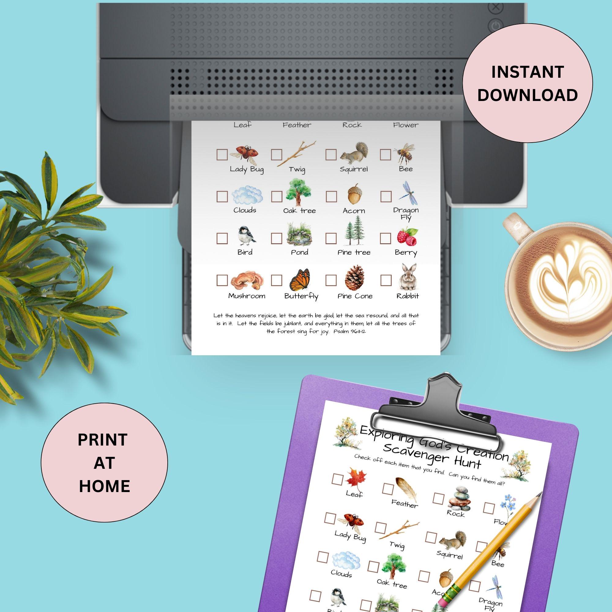 Scavenger Hunt Nature Walk Bible Lesson for Kids, Exploring Gods ...