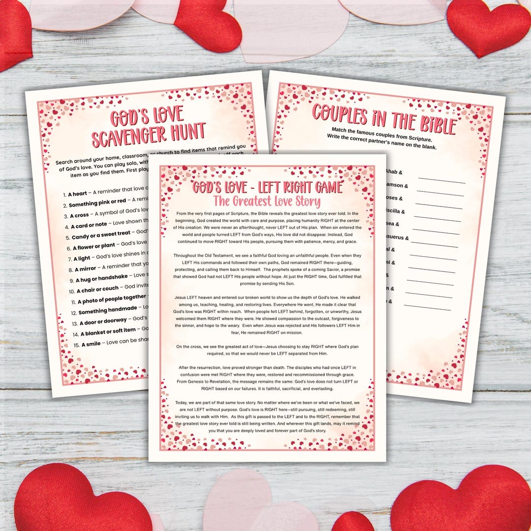 Gods Love Bible Games, Womens Ministry Left Right Game, Valentines Day ...
