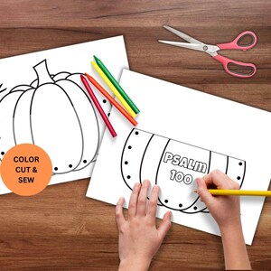 Thanksgiving Psalm 100 Bible Verse Pumpkin Sewing Craft NIV KJV Sunday ...