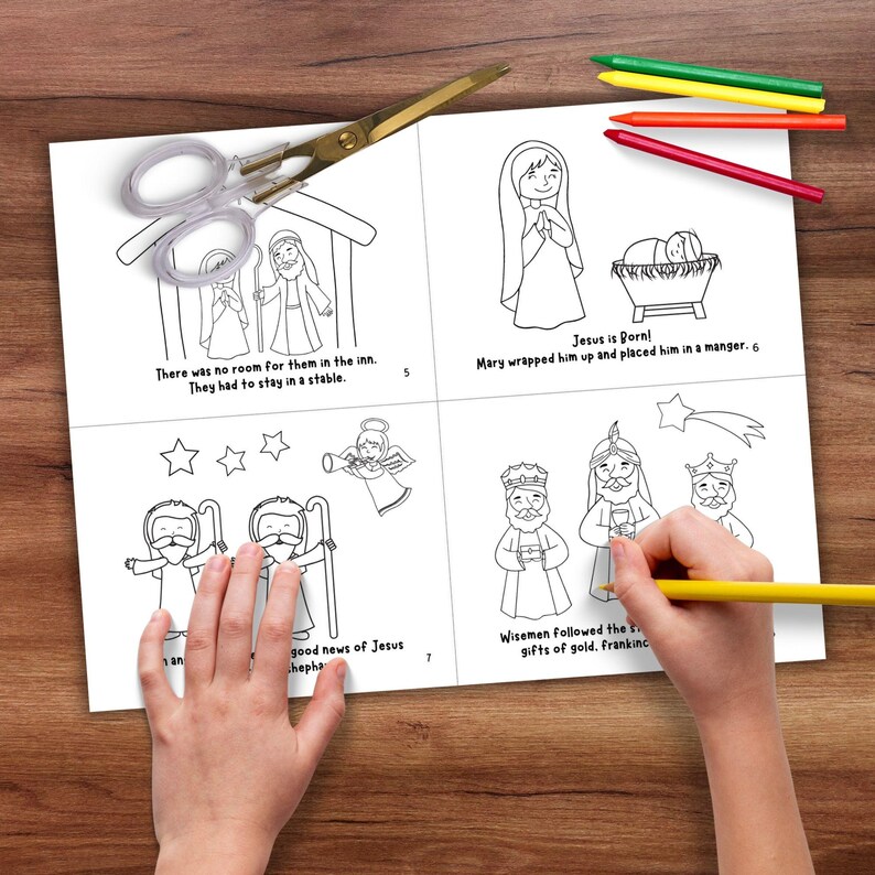 Nativity Advent Christmas Coloring Mini Book Craft, Kids Sunday School ...