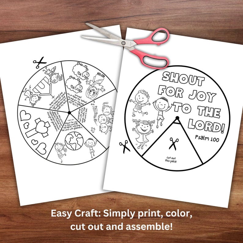 Sunday School Psalm 100 Bible Lesson Coloring Wheel Craft Printable ...