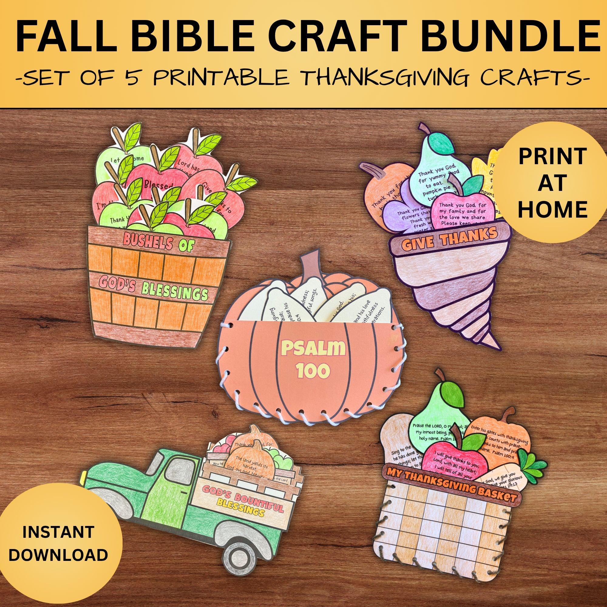 Fall Bible Craft Bundle, Printable Thanksgiving Crafts for Kids ...