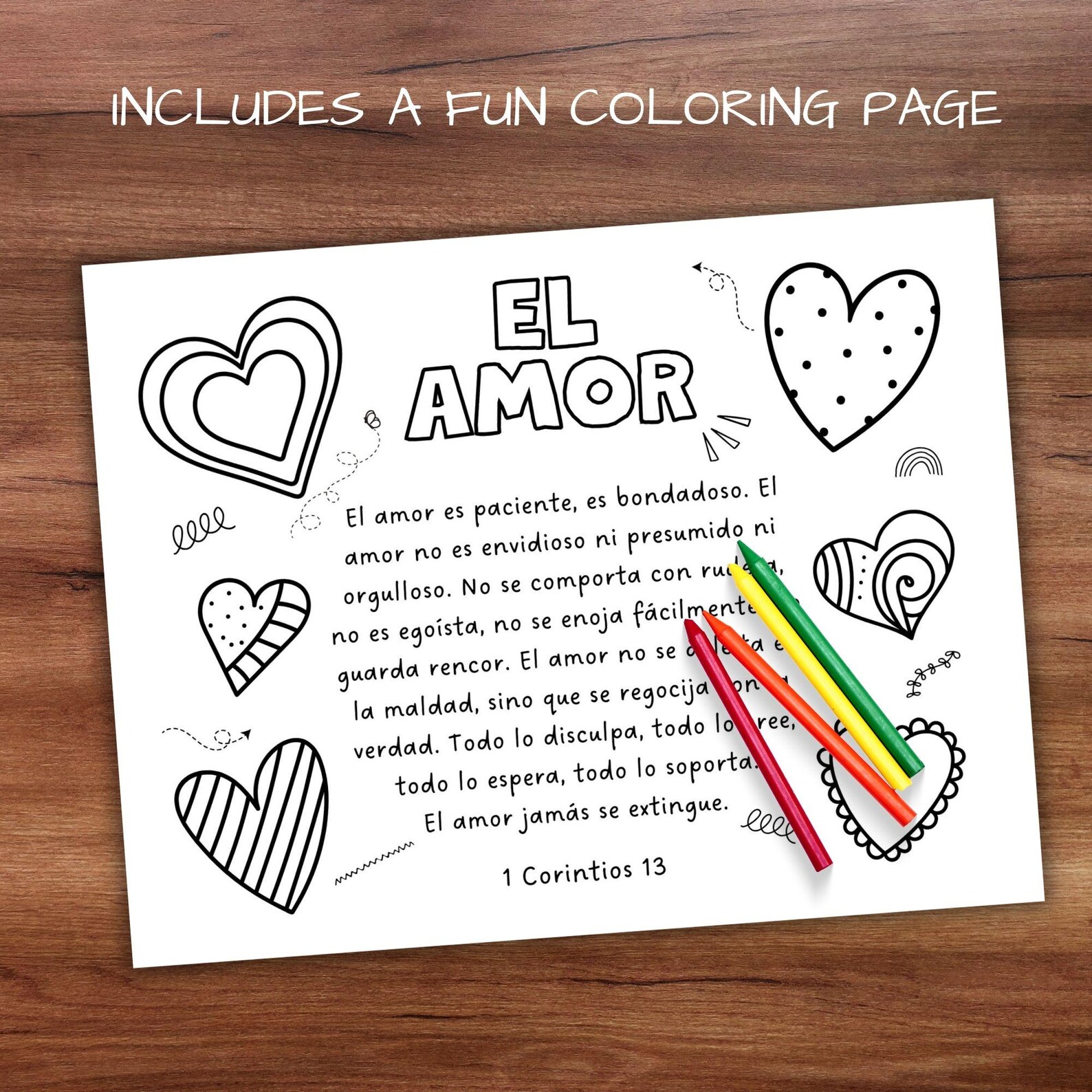 Spanish Christian Valentine’s Day Bible Craft, 1 Corinthians 13 Love is ...