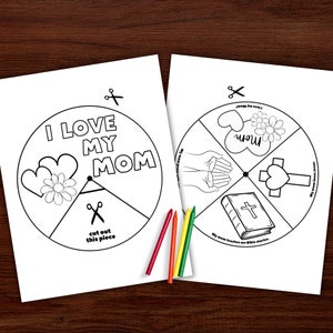 Preschool Coloring Wheel Printable Gift for Mom, Sunday School Mother's ...