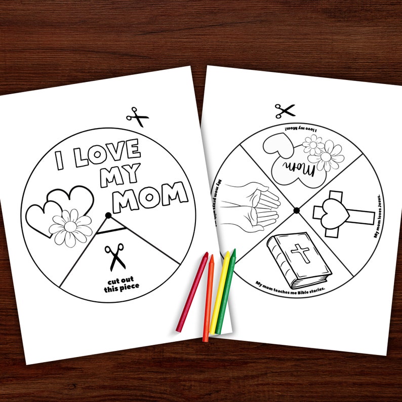 Preschool Coloring Wheel Printable Gift for Mom, Sunday School Mother's ...